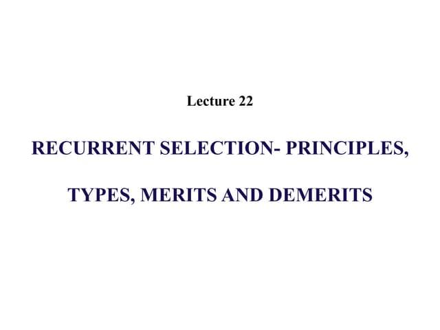 Recurrent Selection Ppt