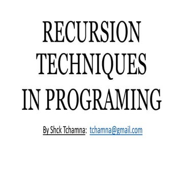 Recursion Algorithms Derivation Ppt