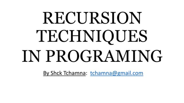 Recursion Algorithms Derivation Ppt 9680