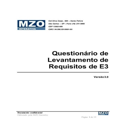 Recurso e3 questionario lista requisitos cliente v1.0 | DOC | Computing | Technology & Computing