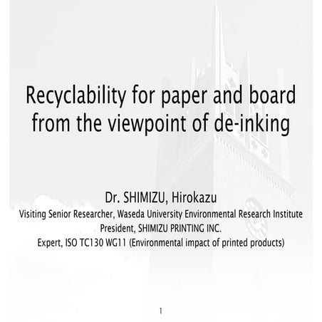 Recyclability for paper and board from the viewpoint of de inking | PDF