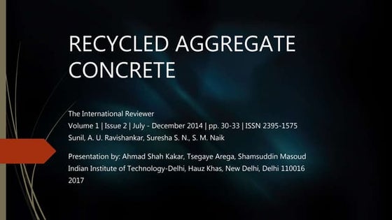 Recycled aggregates | PPT