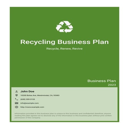 Recycling Business Plan Example | upmetrics | PDF