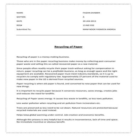 Recycling of paper | DOCX