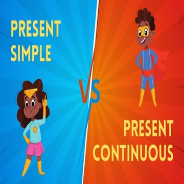 Red and Blue Bright Superheroes Present Simple Vs Present Continuous ...