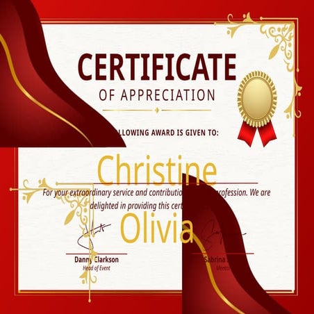 Red and Gold Elegant Certificate Of Appreciation .pptx