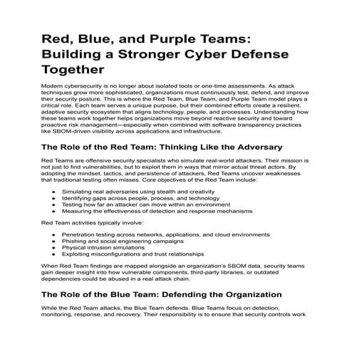 Red, Blue, and Purple Teams_ Building a Stronger Cyber Defense Together ...