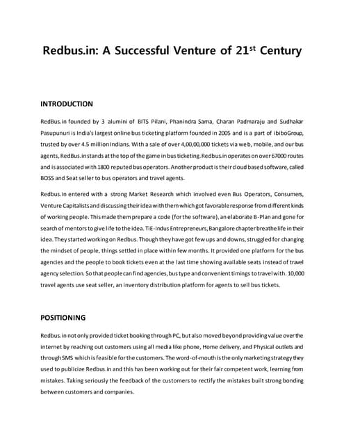 Redbus Success Story - Startup Story of Redbus | PDF | Business ...