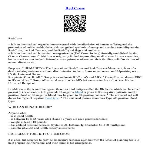 Red Cross | PDF | Blood Disorders | Diseases and Conditions