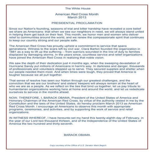 Red cross month 2013.pdf presidential proclamation | PDF