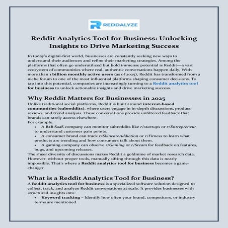 Reddit Analytics Tool for Business: Unlocking Insights for Smarter Marketing | PDF