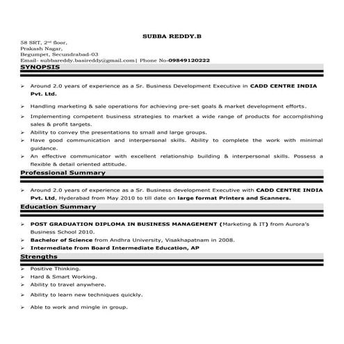 Reddy 2+ bde resume (1) | DOC