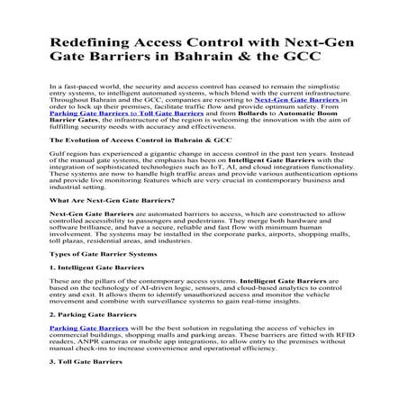 Redefining Access Control with Next-Gen Gate Barriers in Bahrain & the ...