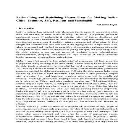 Redefining Master Plans for creating sustainable cities-Jharkhand ...