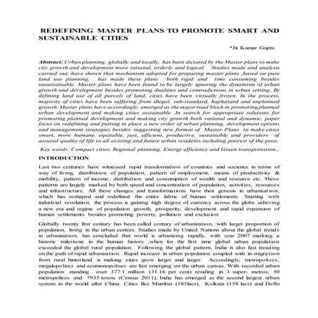 Redefining master plans to promote smart and sustainable cities | DOCX