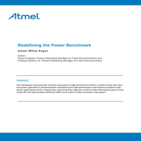 Atmel - Redefining the Power Benchmark [WHITE PAPER] | PPT