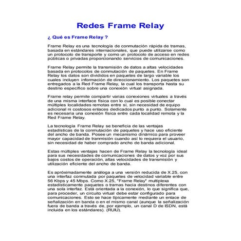Frame Relay, Configuración de Frame Relay Básico. | PDF