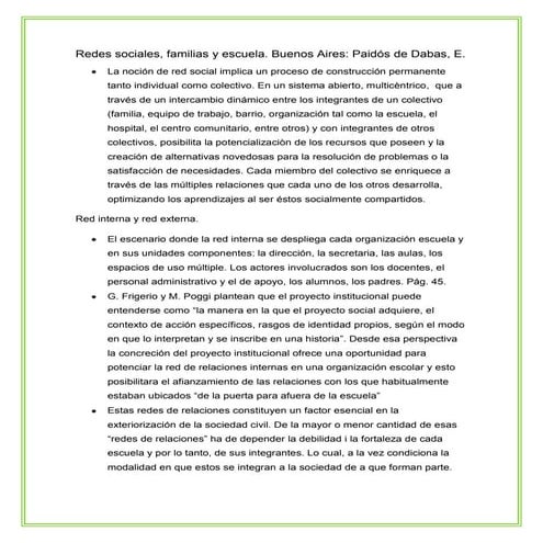Redes sociales, familias y escuela de dabas, e. | DOCX