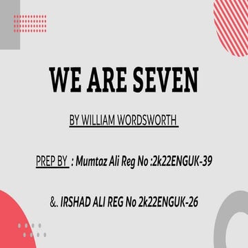 We are seven poem by William Wordsworth Grey Minimalist Simple ...