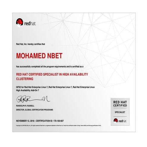 Red Hat Certification In High Availability Clustering And Storage