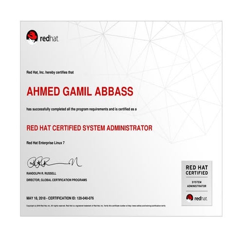 Red hat certificate_rhcsa7-rhel_ahmed_gamil_abbass | PDF | Operating ...