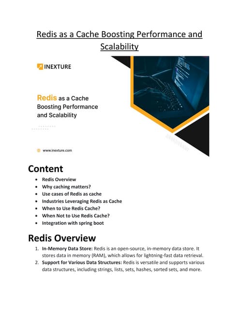 Redis as a Cache Boosting Performance and Scalability | PDF Redis as a Cache Boosting Performance and Scalability | PDF