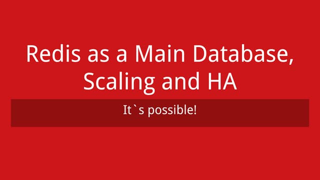 Redis As A Main Database Scaling And Ha Pdf Databases Computer 5126