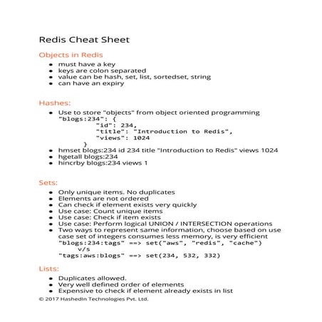 Redis Cheat Sheet Pdf Databases Computer Software And Applications 1243