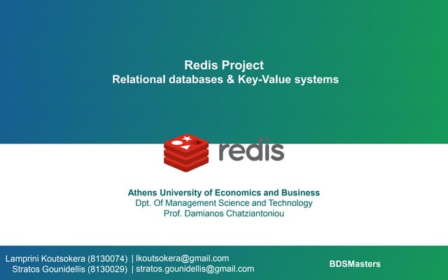 Redis Project Relational Databases And Key Value Systems Ppt