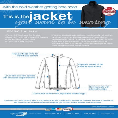 Red kap jp66 cold weather jacket flyer | PDF