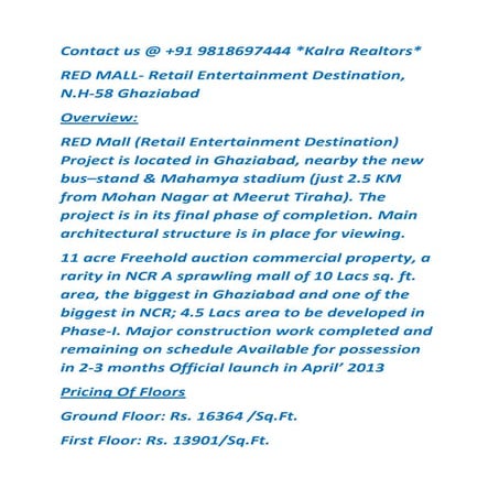 @ 9818697444 @ Red Mall Ghaziabad, Details | DOCX