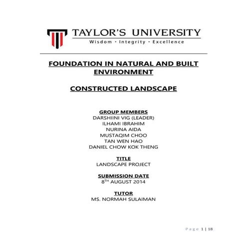 CONSTRUCTED LANDSCAPE REPORT PROJECT 3 | DOCX | Gardening | Home & Garden