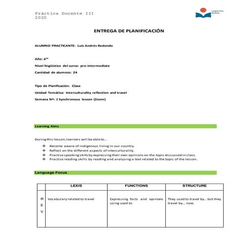 Redondo didactic unit 2 - pass | DOCX