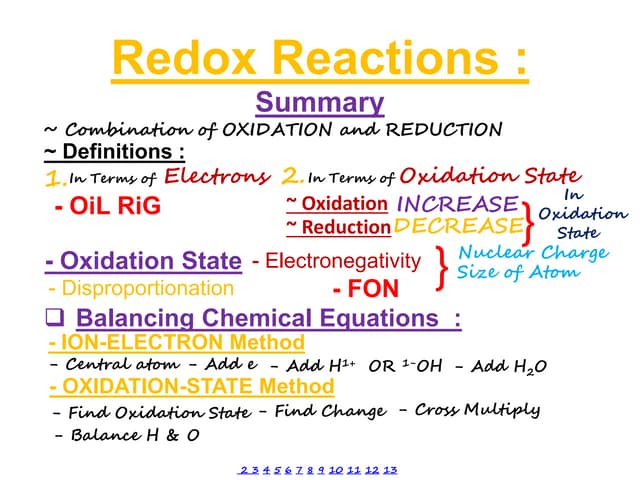 Balancing redox reactions | PPTX
