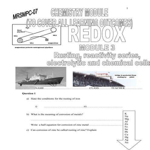 C6b Redox Reactions | DOC