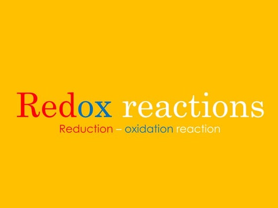 Redox reactions | PPT