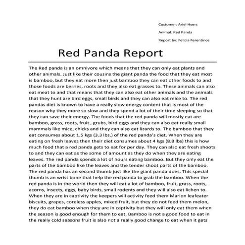 Red panda report for ariel hyers | DOCX