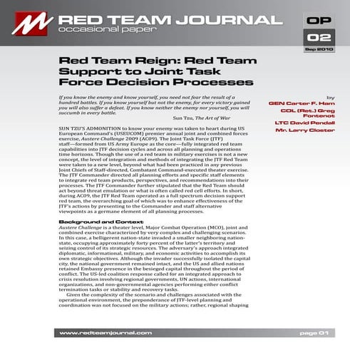 Red Team Rtj Occasional Paper 02 Sep 2010 | PDF