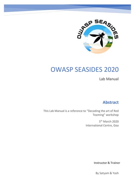Decoding The Art Of Red Teaming Owasp Seasides Pdf