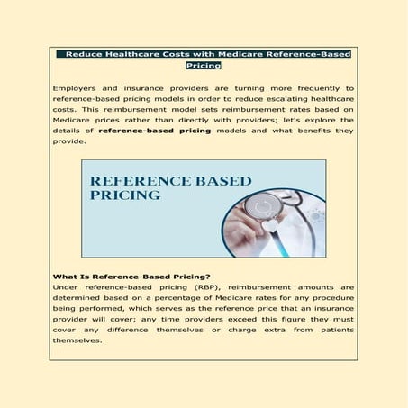 Reference-Based Pricing Model|Medicare Claim Repricing Software | PPTX