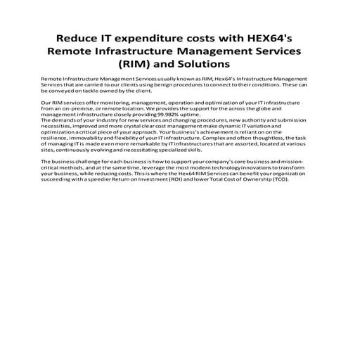 Reduce IT expenditure costs with HEX64.docx