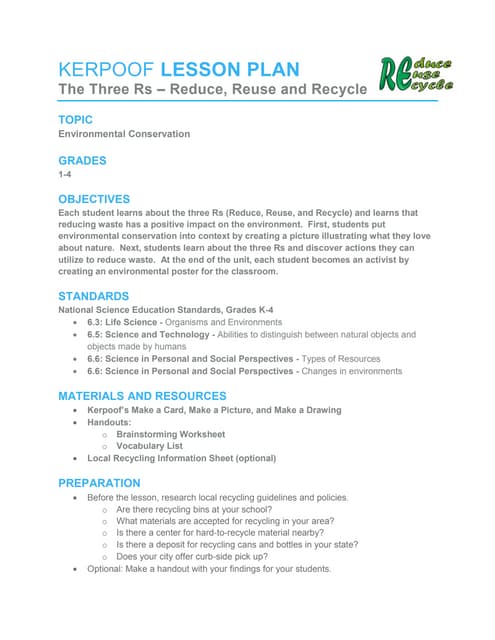 Reduce, Reuse, Recycle! | PPTX | Homework and Study | Education