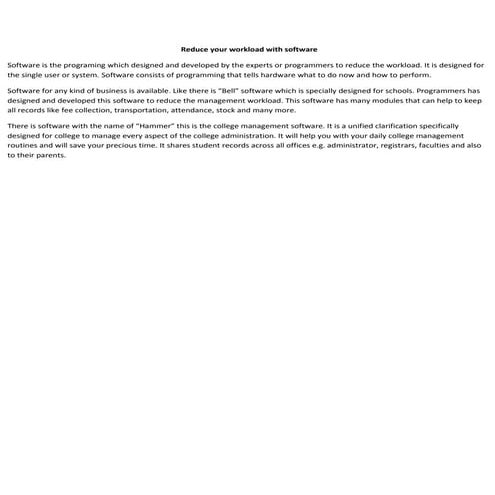 Reduce your workload with software | DOC