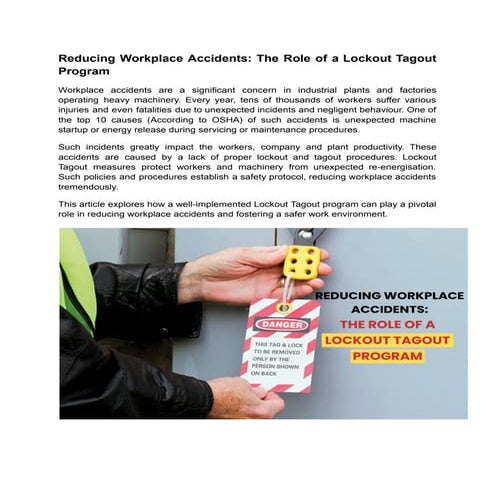 Reducing Workplace Accidents_ The Role of a Lockout Tagout Program | PDF