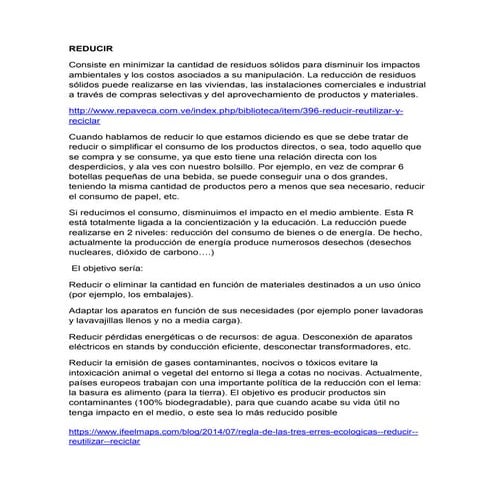 Las 3R: Reducir,Reciclar y Reutilizar | PDF