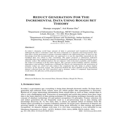 Reduct Generation For The Incremental Data Using Rough Set Theory Pdf 