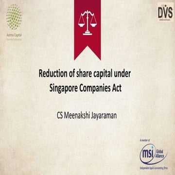 Reduction of share capital under Singapore Companies Act | PPTX