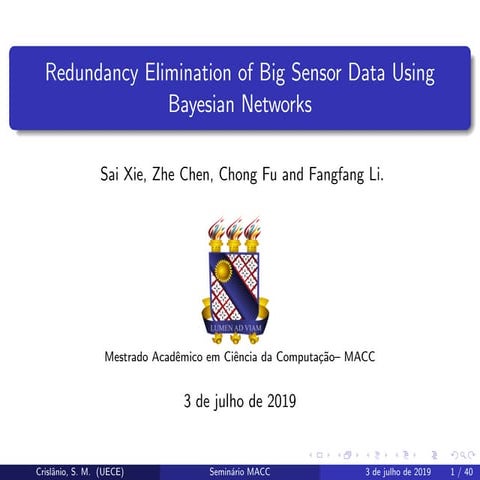 Redundancy Elimination Of Big Sensor Data Using Bayesian Networks 1 Ppt