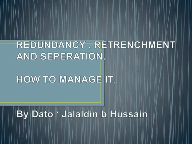 Coping With Redundancy - May 2009 | PPT