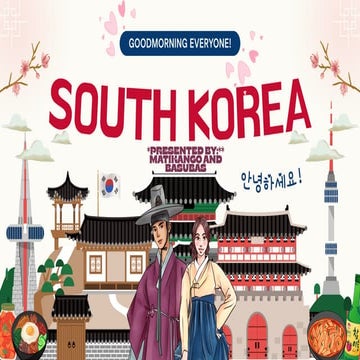 Red White and Black Illustrated South Korea Country Introduction ...